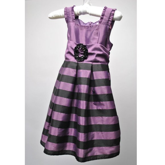 MIMI & COCO | Dresses | Mimi Coco Purple And Black Striped Silk Satin ...